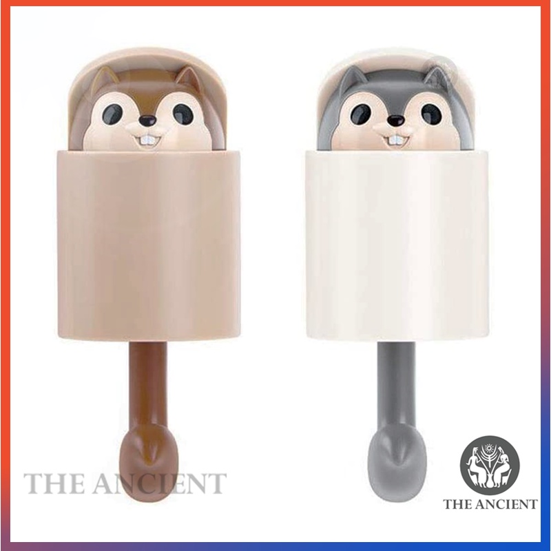 Squirrel Key Holder, Cangkuk Kunci: Cartoon Adhesive Cute Wall Hanger ...