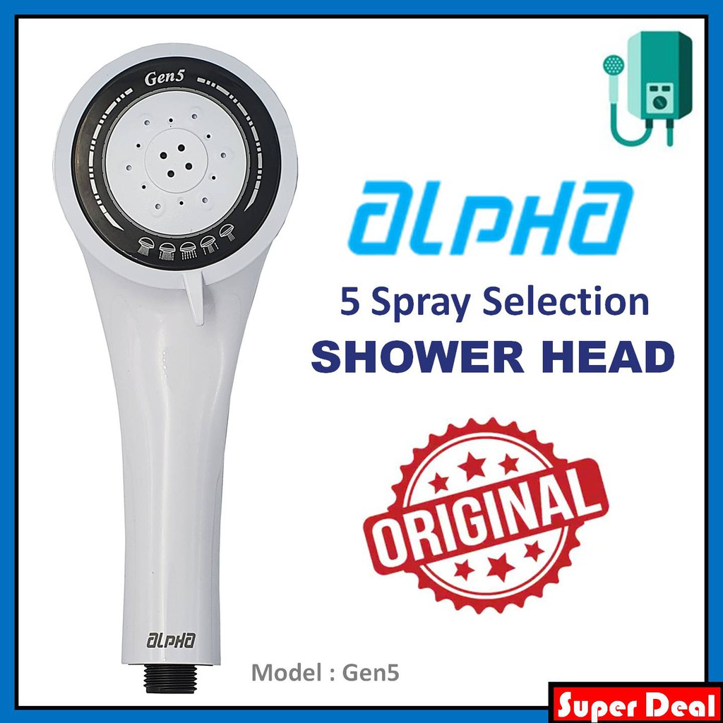 [ORIGINAL]ALPHA GEN 5 WATER HEATER SHOWER HEAD / HAND SHOWER WITH 5 ...