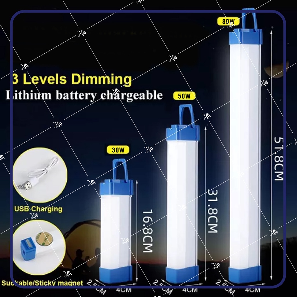 17CM-52CM LED Light Tube 50w/80w Portable USB Rechargeable Emergency ...