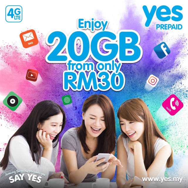 Yes 4G 20GB Only Rm30 Monthly (HOTSPOT AVAILABLE) | Shopee Malaysia