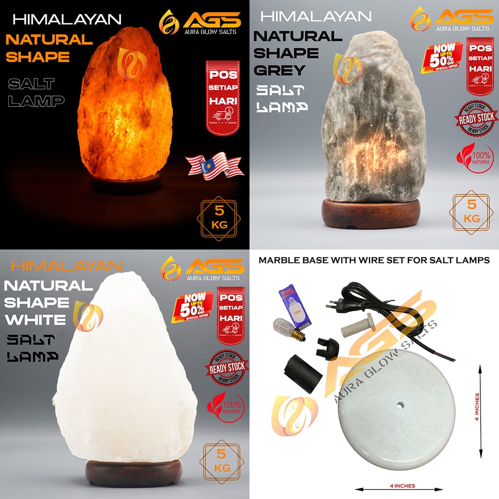 5KG FULL SET ORIGNAL HIMALAYAN ROCK SALT LAMP (WHITE /GREY/ORANGE ...