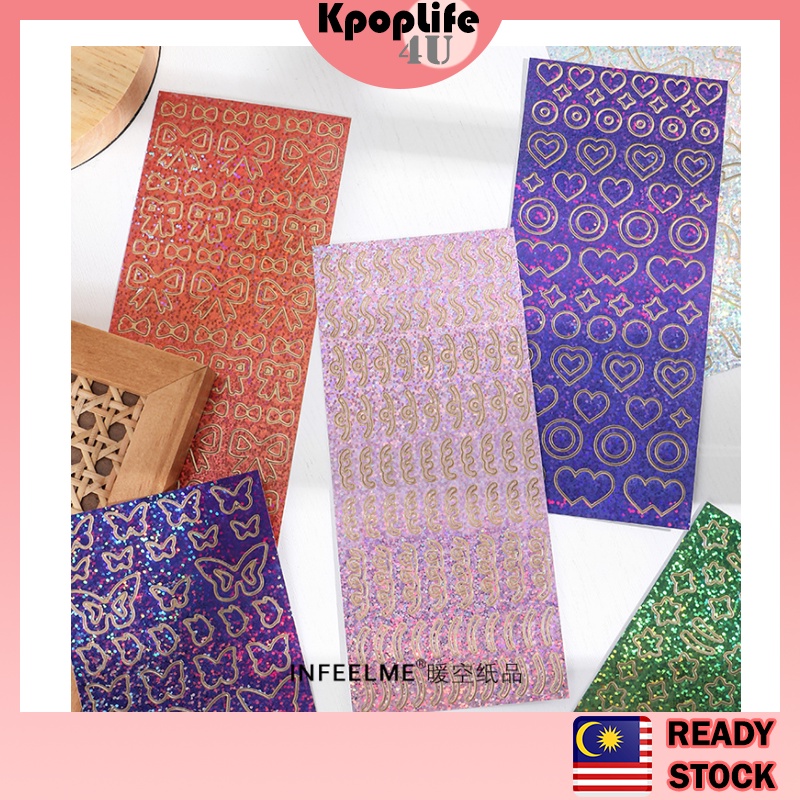 Glittery Gold Plated Symbol Sign Blink Blink Deco Sticker Photocard ...