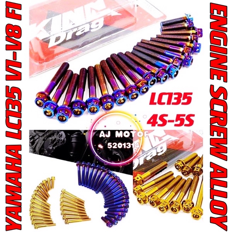 YAMAHA LC135 LC 4S 5S TITANIUM / GOLD ENGINE SCREW SET CLUTCH MAGNET ...