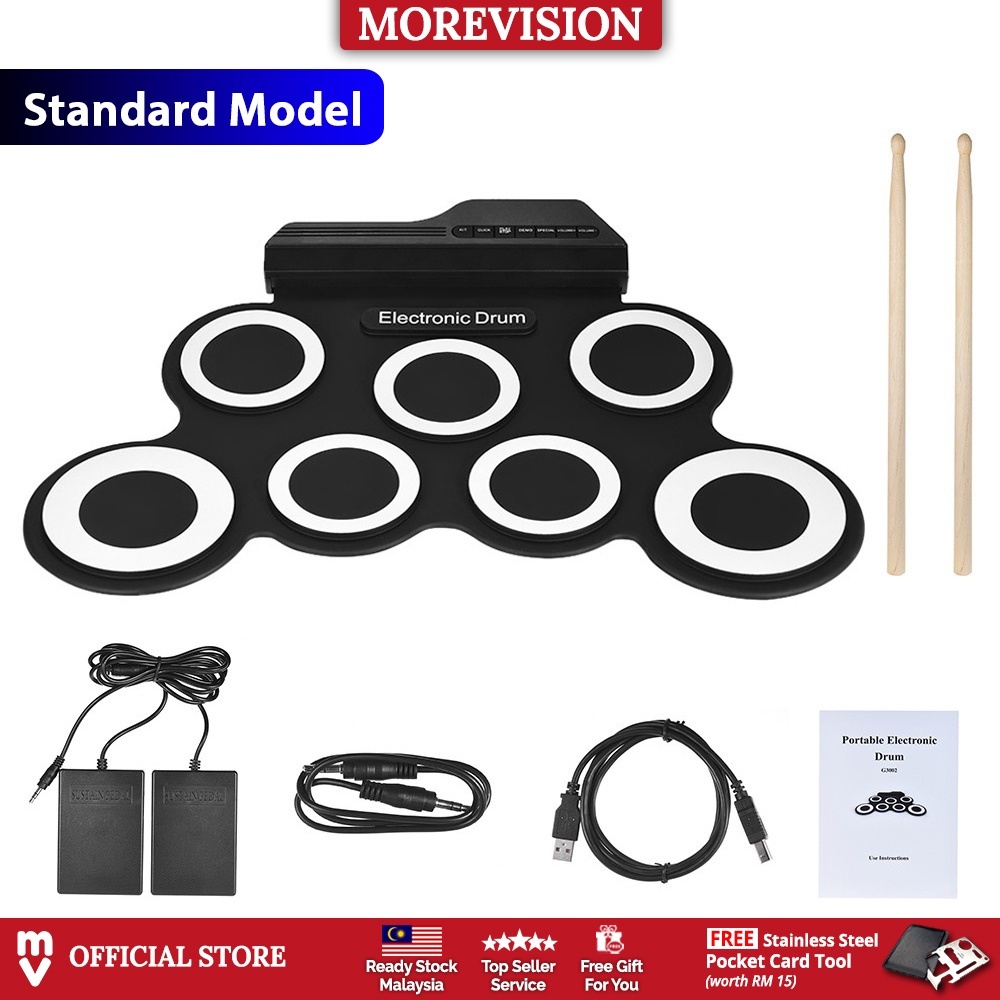Electronic Drum Set USB Roll-Up Silicon Drums Pad Digital Foldable ...