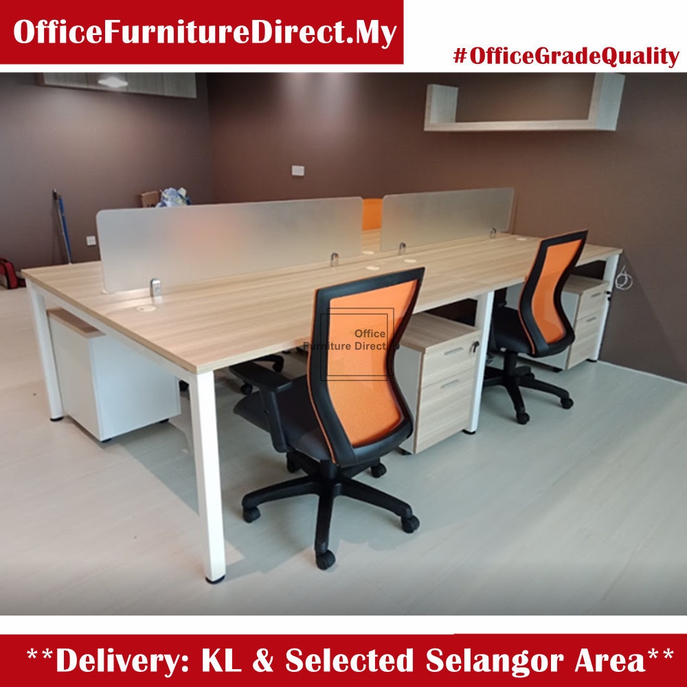 4 Seater 6 Seater Workstation with Tempered Glass Partition Divider N ...