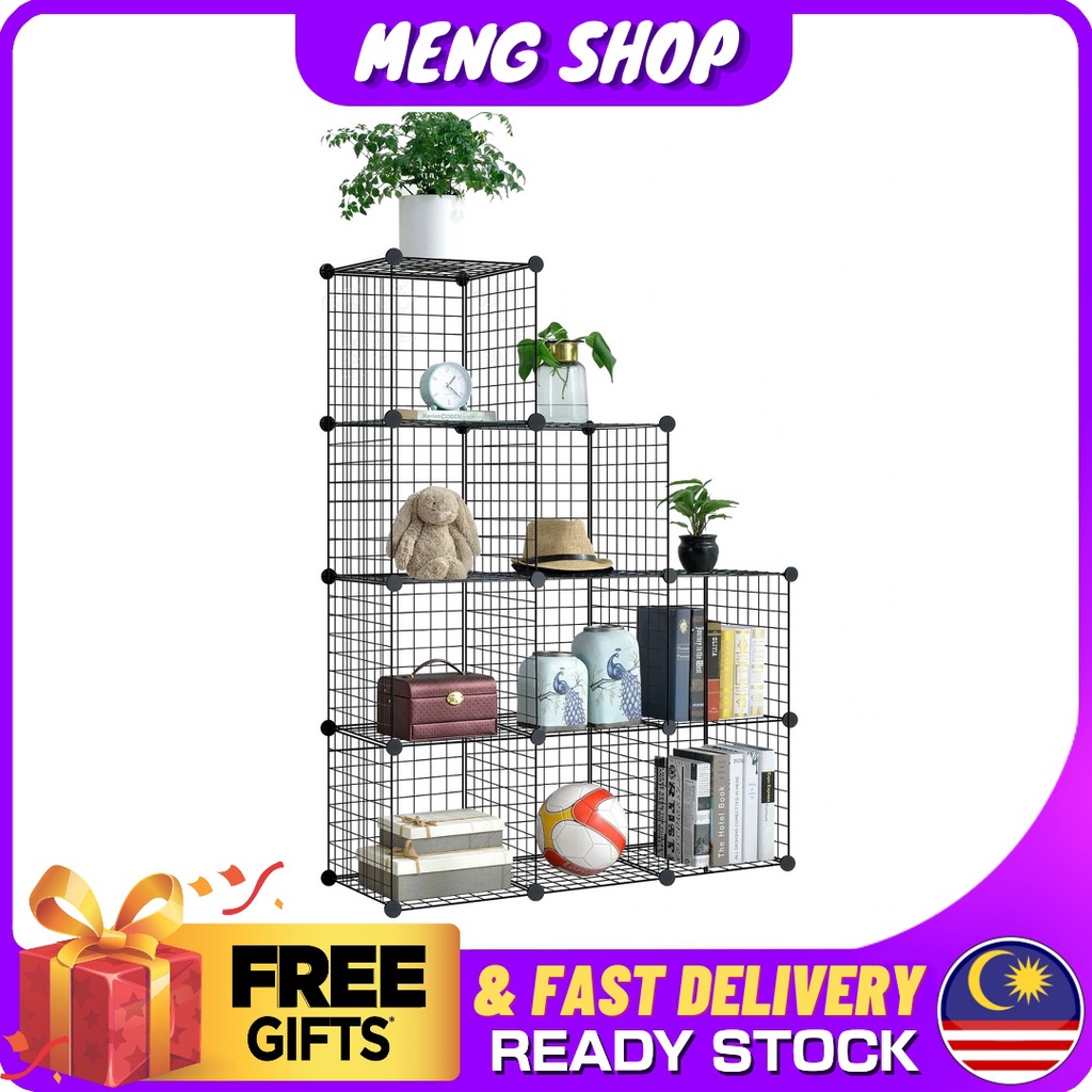 Wardrobe Cabinet Modular Iron net Storage Rack Besi Almari | Shopee ...
