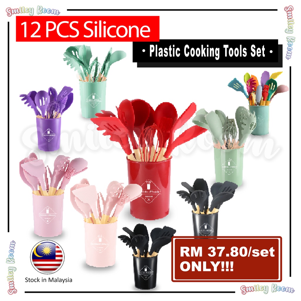 [Ready Stock] 12pcs Silicone Plastic Cooking Tools Kitchen Cookware Set ...