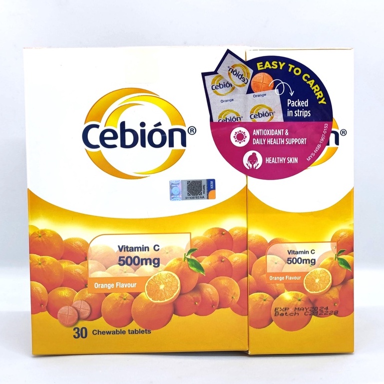 Cebion Vitamin C 500mg Chewable Tablet 3 x 30s (Orange Flavour ...