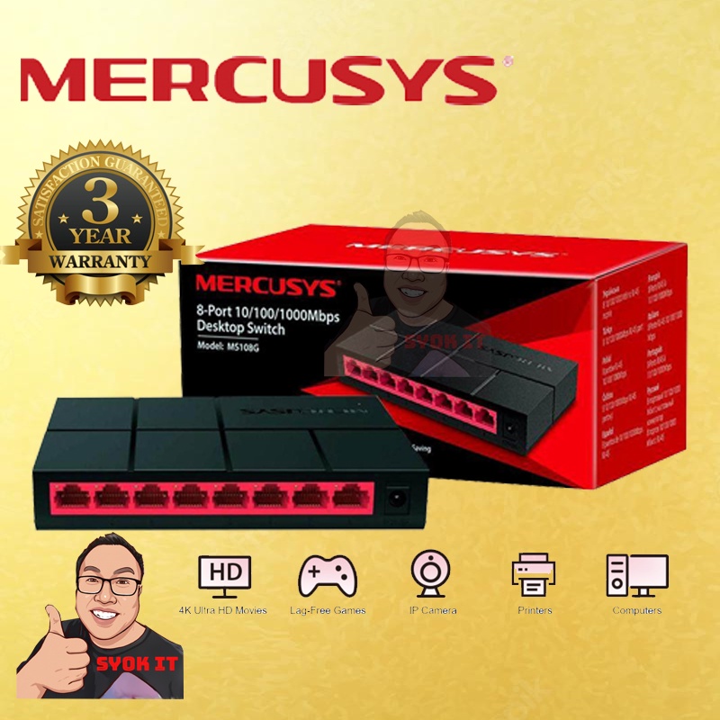 Mercusys MS105G 5 PORT / MS108G PORT GIGABIT 10/100/1000Mbps Desktop ...