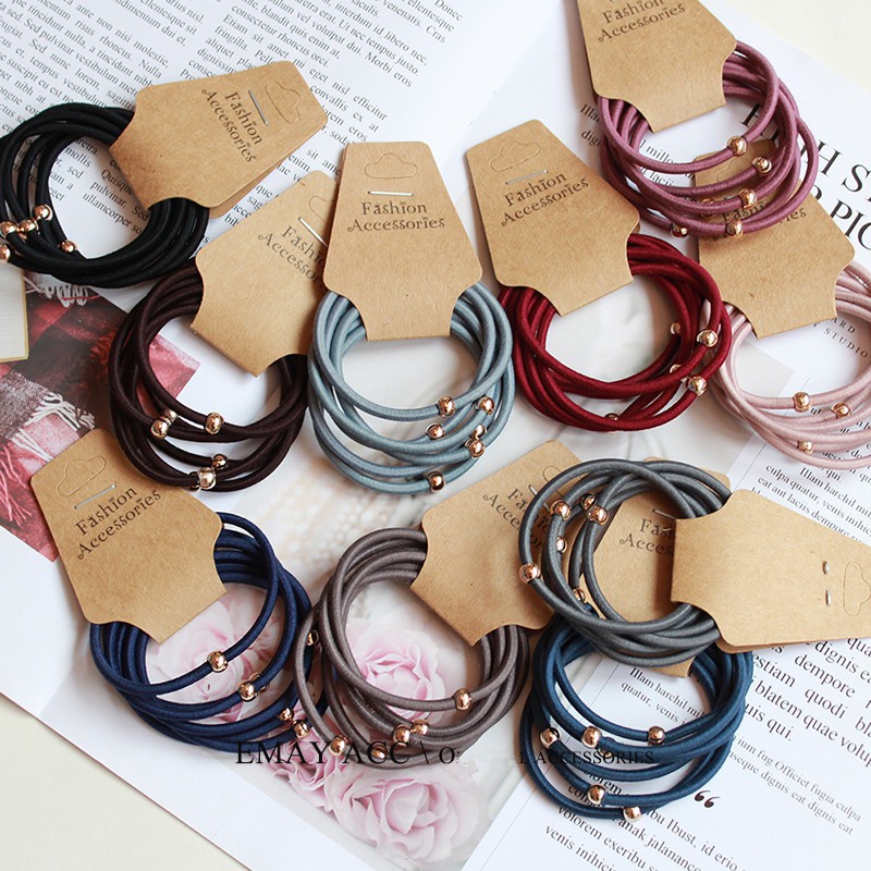 Set of 6 Colorful Beaded Hair Bands (Random Delivery) | Shopee Malaysia