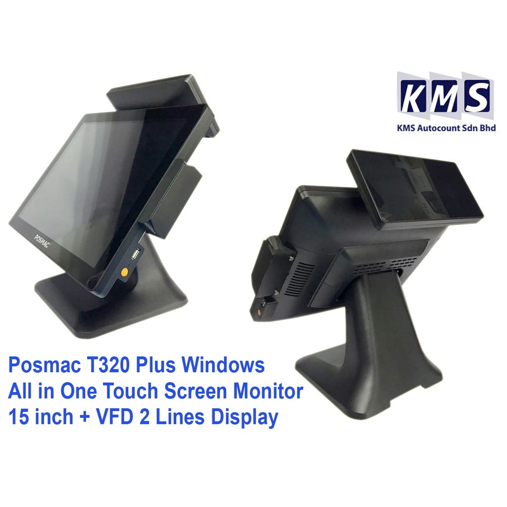 Posmac T320 Plus Windows All in One Touch screen Monitor 15 inch + VFD ...