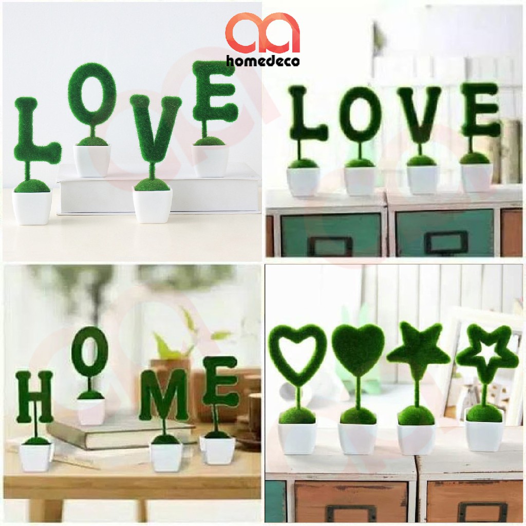 4 IN 1 - Hiasan Dalaman LOVE SHAPE HOME Dekorasi Meja Tumbuhan Hijau ...