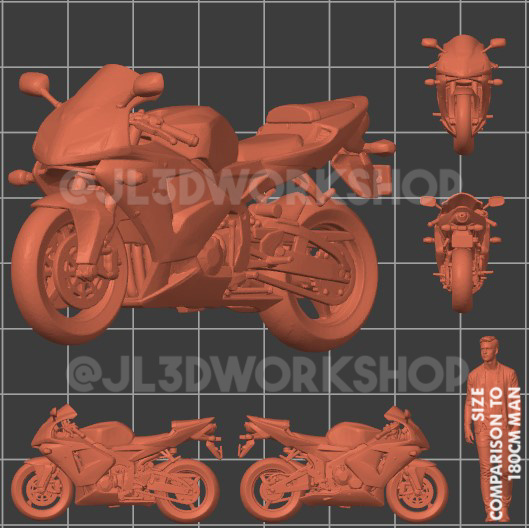 Jl3d Motor 1/64 Scale Honda CBR-600RR 2004 CBR 600 Hotwheels Mini Gt ...