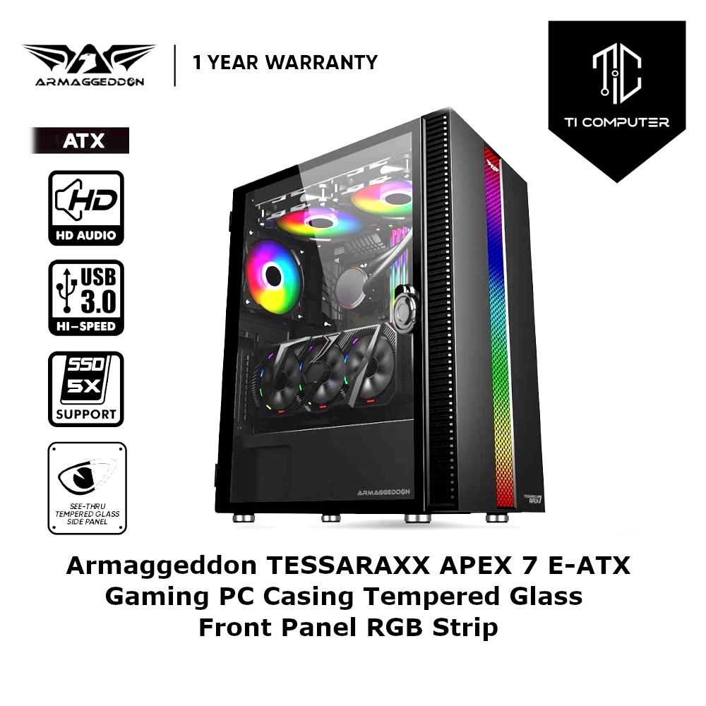 Armaggeddon TESSARAXX APEX 7 E-ATX Gaming PC Casing Tempered Glass ...
