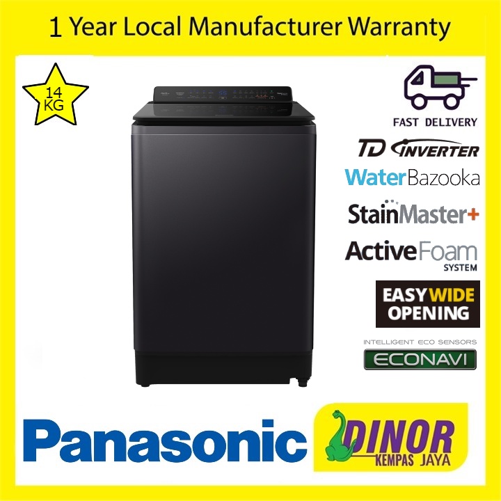 Panasonic 14KG Inverter & Hot Wash Top Load Washer NA-FD14V1BRT Water ...