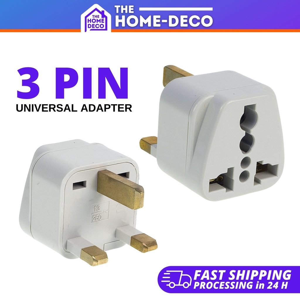 3-Pin Universal Adapter Plug Head UK Malaysia China Plug Socket Adaptor ...