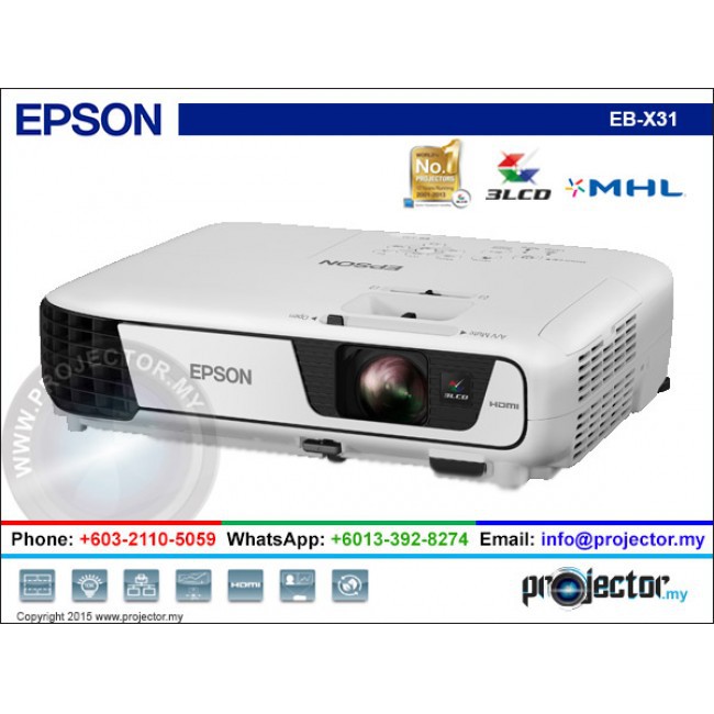 EPSON EB-X31 3200 ANSI LUMENS XGA 3LCD WIFI / WIRELESS (OPTIONAL ...