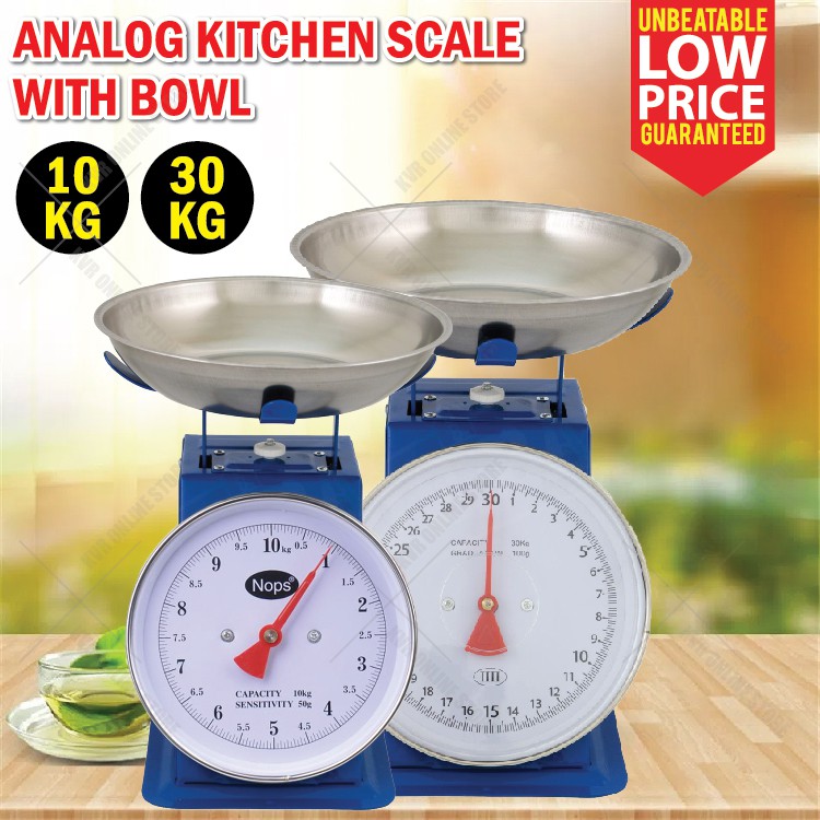 Kitchen Scale 10/30kg Measuring Analog Scale Spring Balance With Bowl ...