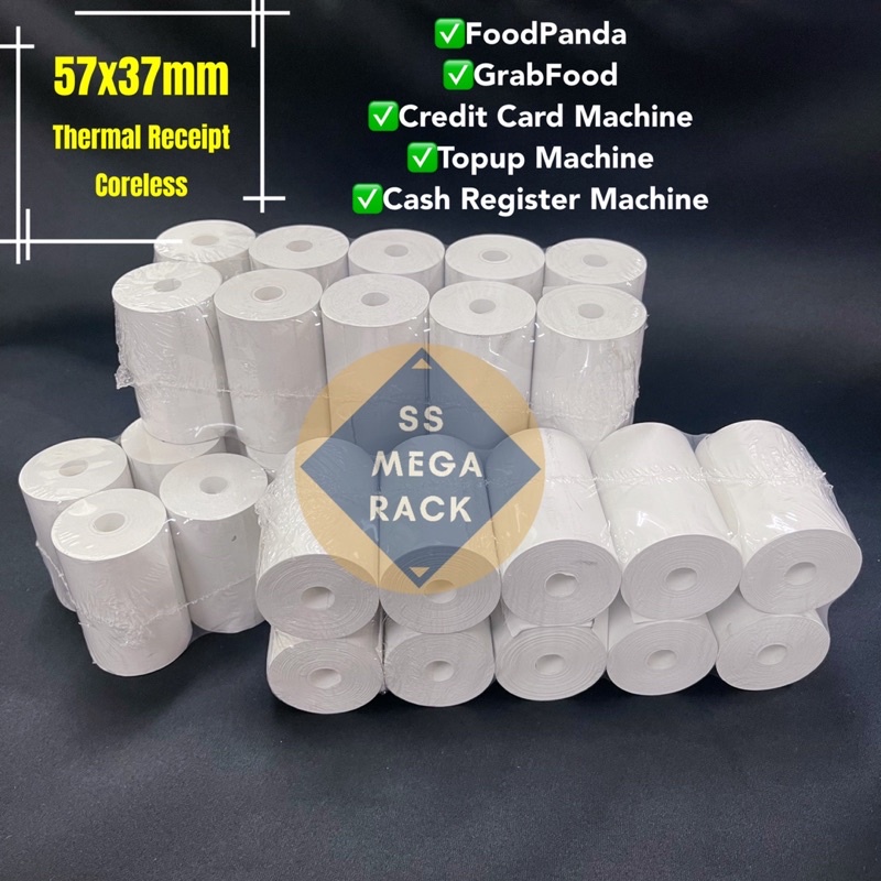 SSMEGARACK (10rolls)Thermal Receipt Roll Coreless 57mm Paper Roll ...