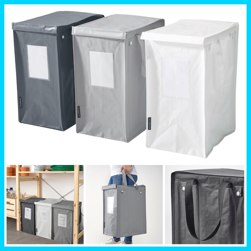 IKEA DIMPA Waste sorting bag, white/dark grey/light grey, 22x35x45cm ...
