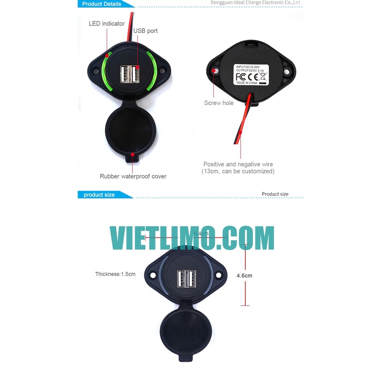 Flat USB Charger With LED 12V ~24V 18W Specializing In Limousine bus ...