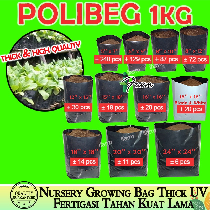 (1KG) Polybag Nursery Plantation Plastic Bag/Polibeg Plastik Semaian ...