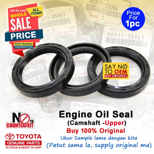 Toyota All Camshaft Oil Seal (Upper) Vios, Altis, Camry, Avanza, Rush, Hilux, Harrier Estima ...