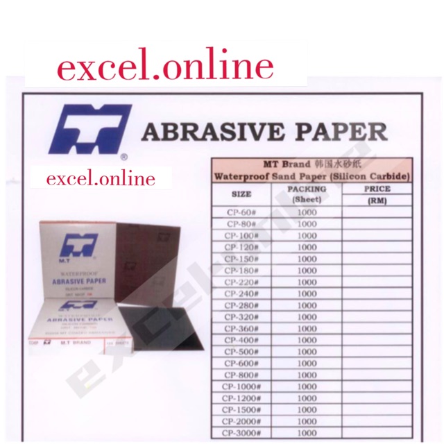 MT ABRASIVE WATERPROOF SAND PAPER / KERTAS PASIR | Shopee Malaysia