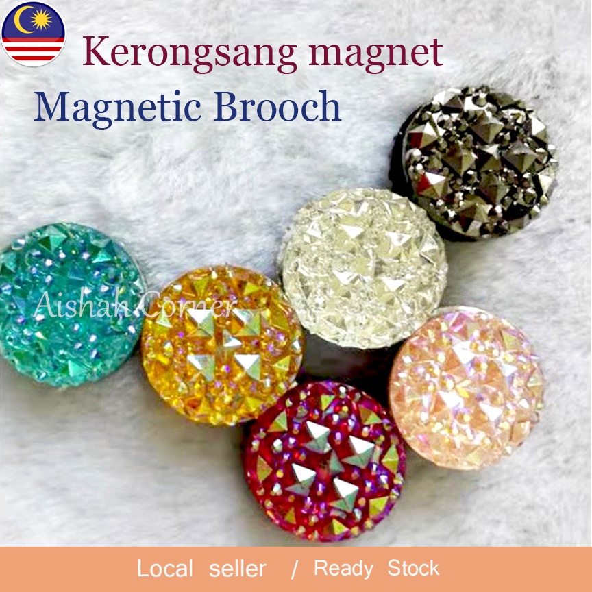 READY STOCK 15MM/18MM Magnetic Brooch Kerongsang Magnet Hijab Pin ...