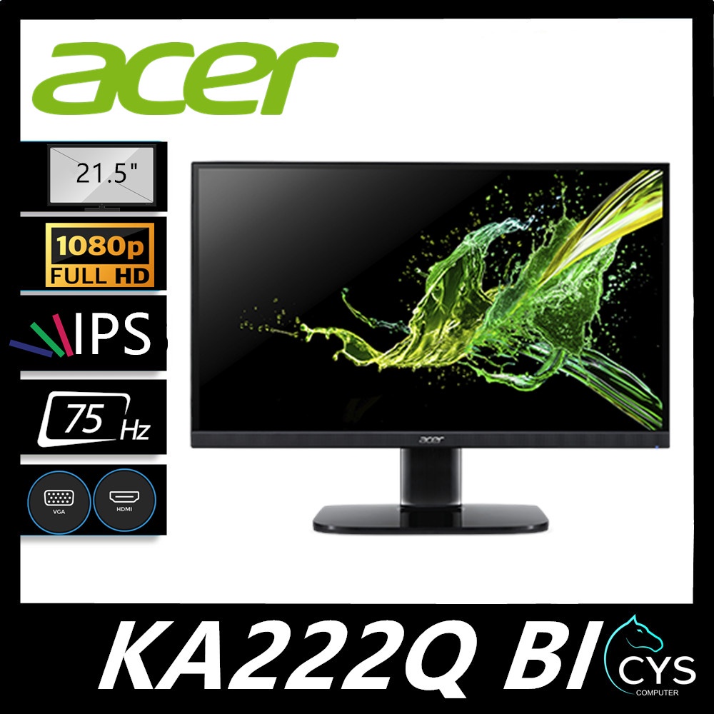 ACER KA222Q BI 21.5'' IPS FHD 75HZ 1MS (VRB) FREESYNC MONITOR | Shopee ...