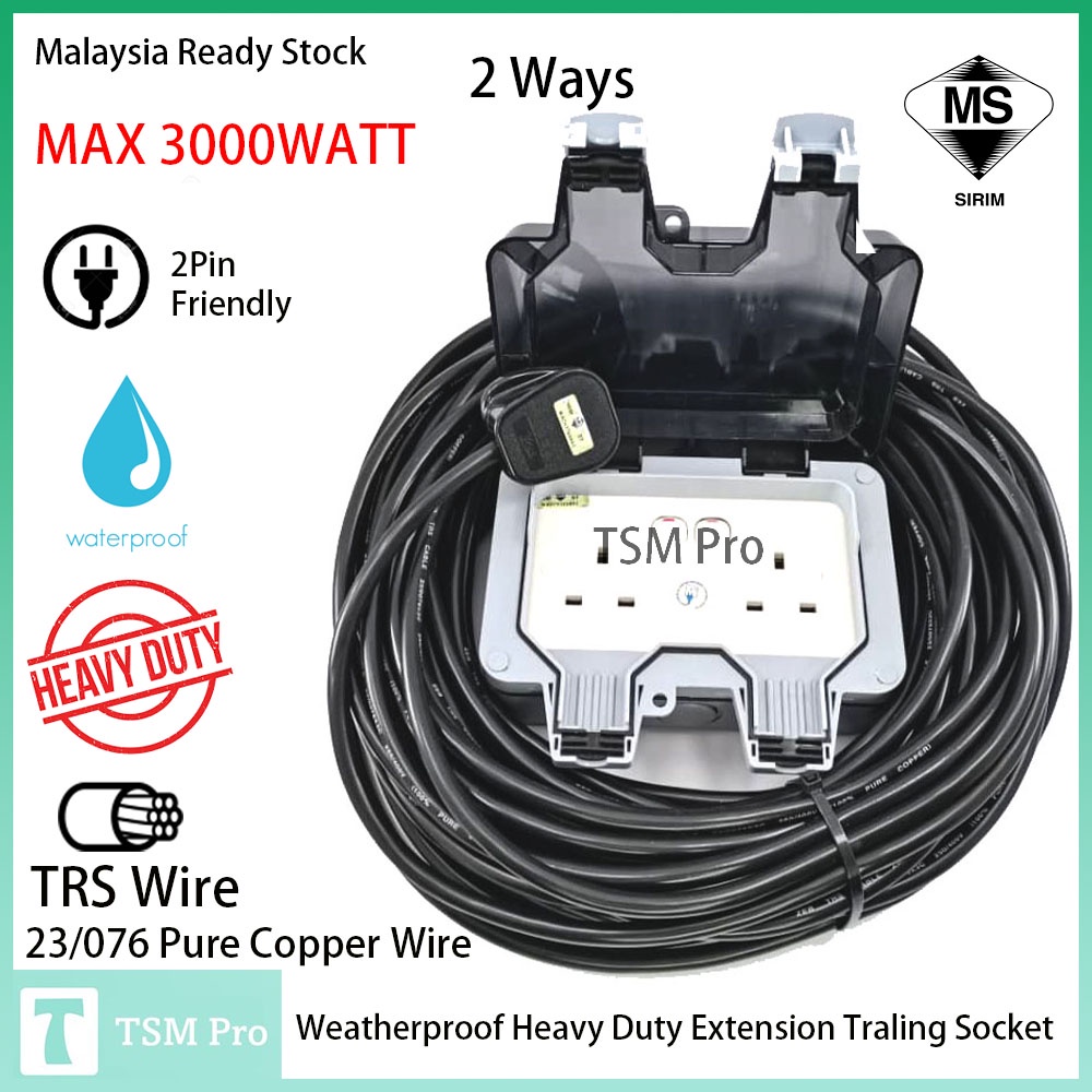 2 GANG 1 GANG HEAVY DUTY TRAILING EXTENSION SOCKET 40 METER 23/076 TRS ...