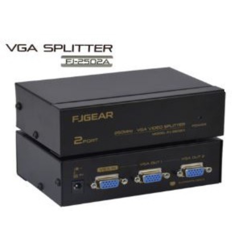 FJGEAR 2 PORT VGA SPLITTER 250MHZ METAL CASE 1920 X 1440 FJ-2502A ...