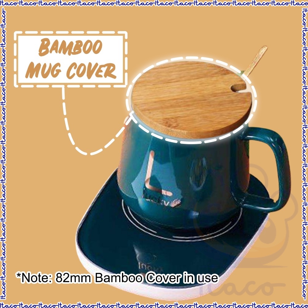 ITACO Bamboo Cup Cover Lid Wooden Coffee Mug Cover with Spoon Hole ...