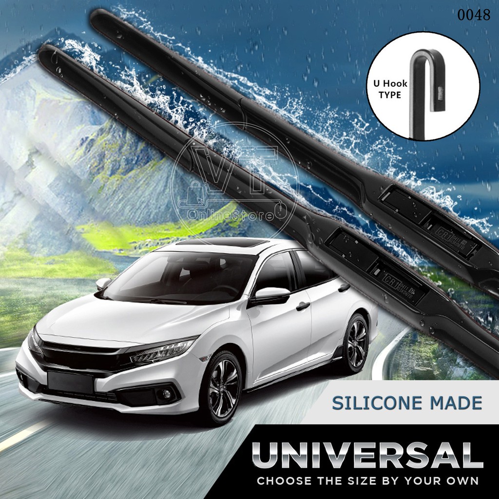 Car Wiper Blade 3 Sections Boneless Hybrid Soft Silicone Wipers Perodua ...