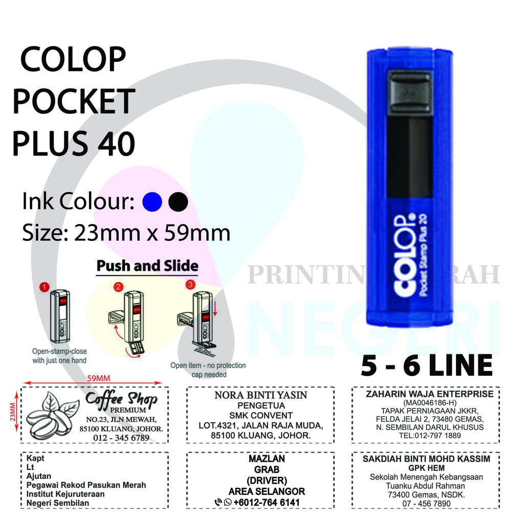 SAME DAY SHIP OUT (READY STOK) Colop Pocket Rubber Stamp 20 / 30 / 40 Self Inking Rubber Stamp ...