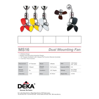 Deka MS Series MS16”/ MS16DC(7 SPEED) BLACK IR Remote Control Ceiling ...