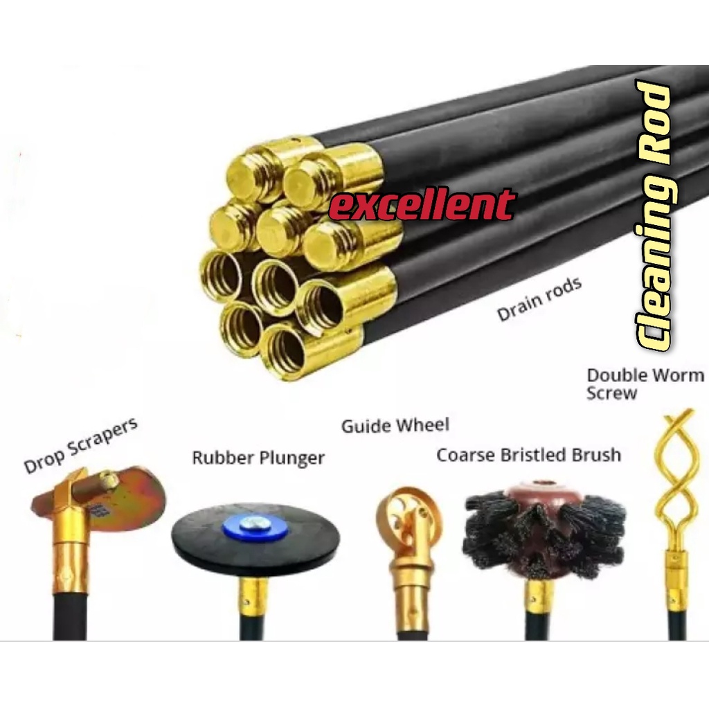 HOROBIN Cleaning Rod Polypropylene Drain Scraper Plungers Fork Rubber ...