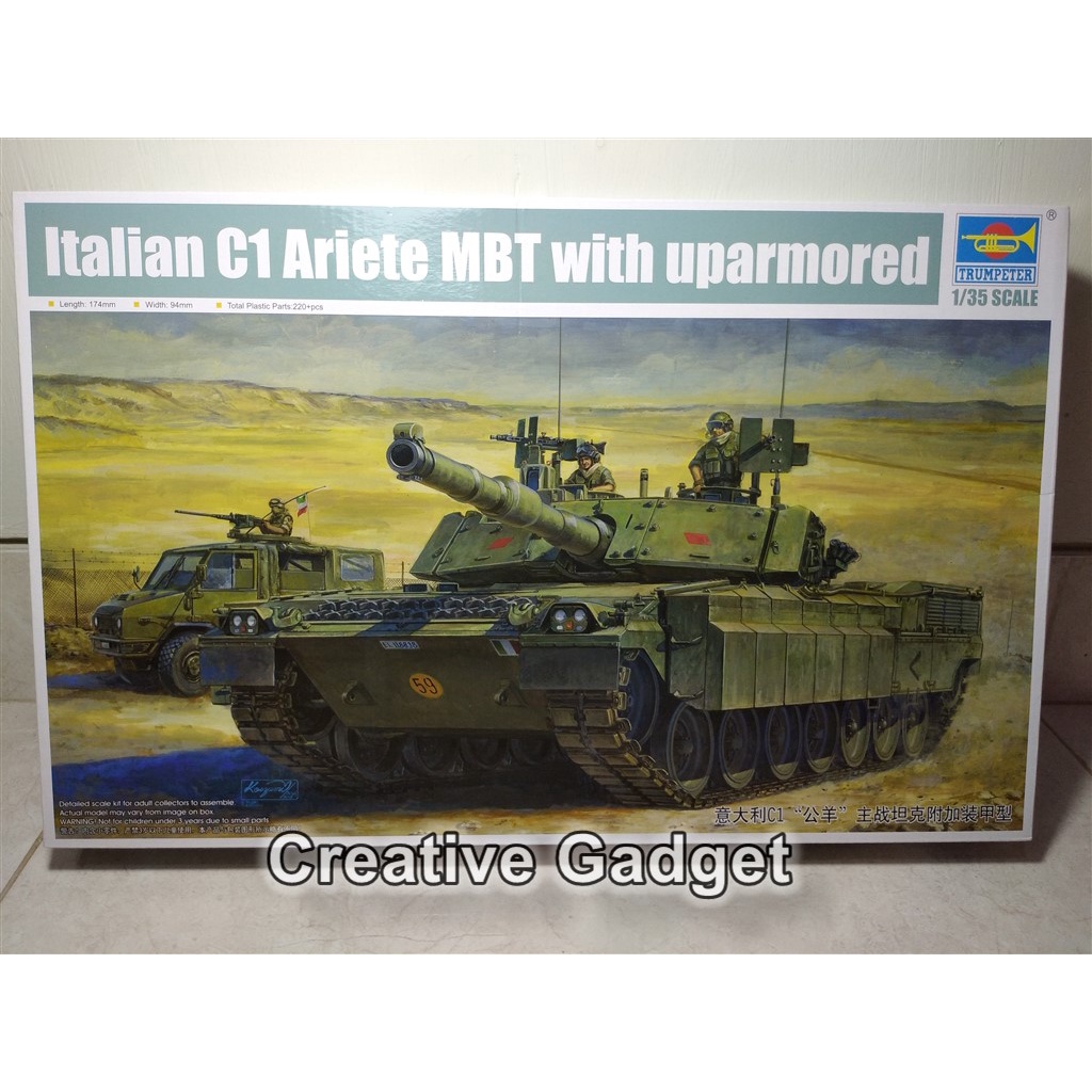 Italy Main Battle Tank C1 Ariete MBT - Model Kit Trumpeter 1/35 with ...