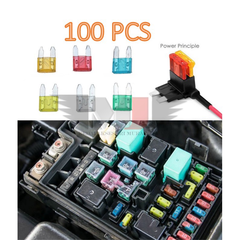 100pcs Micro CAR FUSE SET AUTO BLADE FUSE SET 5 10 15 20 25 30 AMP MINI ...