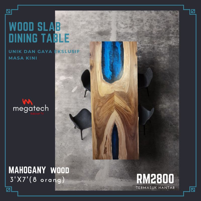 MEJA MAKAN KAYU BALAK DINING TABLE WOOD SLAB | Shopee Malaysia