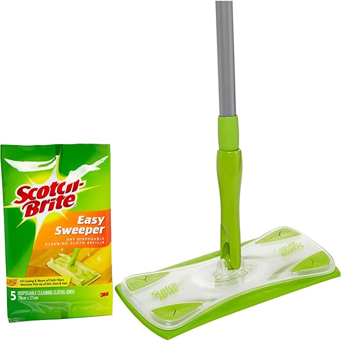 3M Scotch Brite Quick Sweeper Micro Fiber Flat Mop / Easy Sweeper Kit ...
