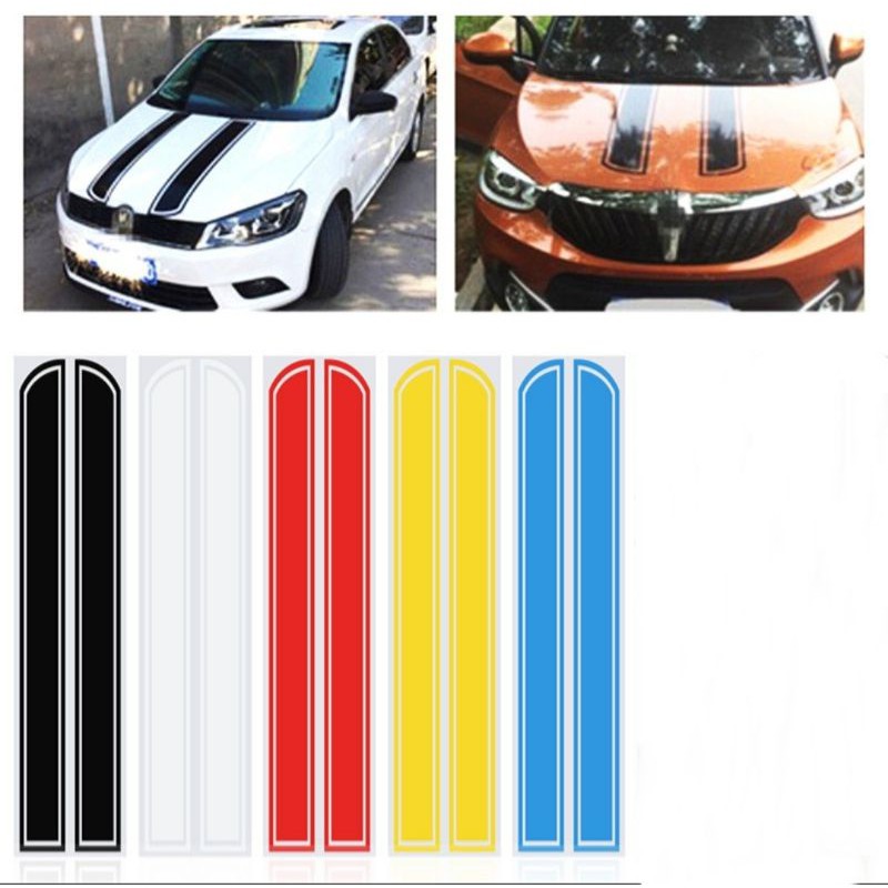 Auto Car Racing Rally Dual Stripes Hood Side Roof Tail Stickers bonnet ...