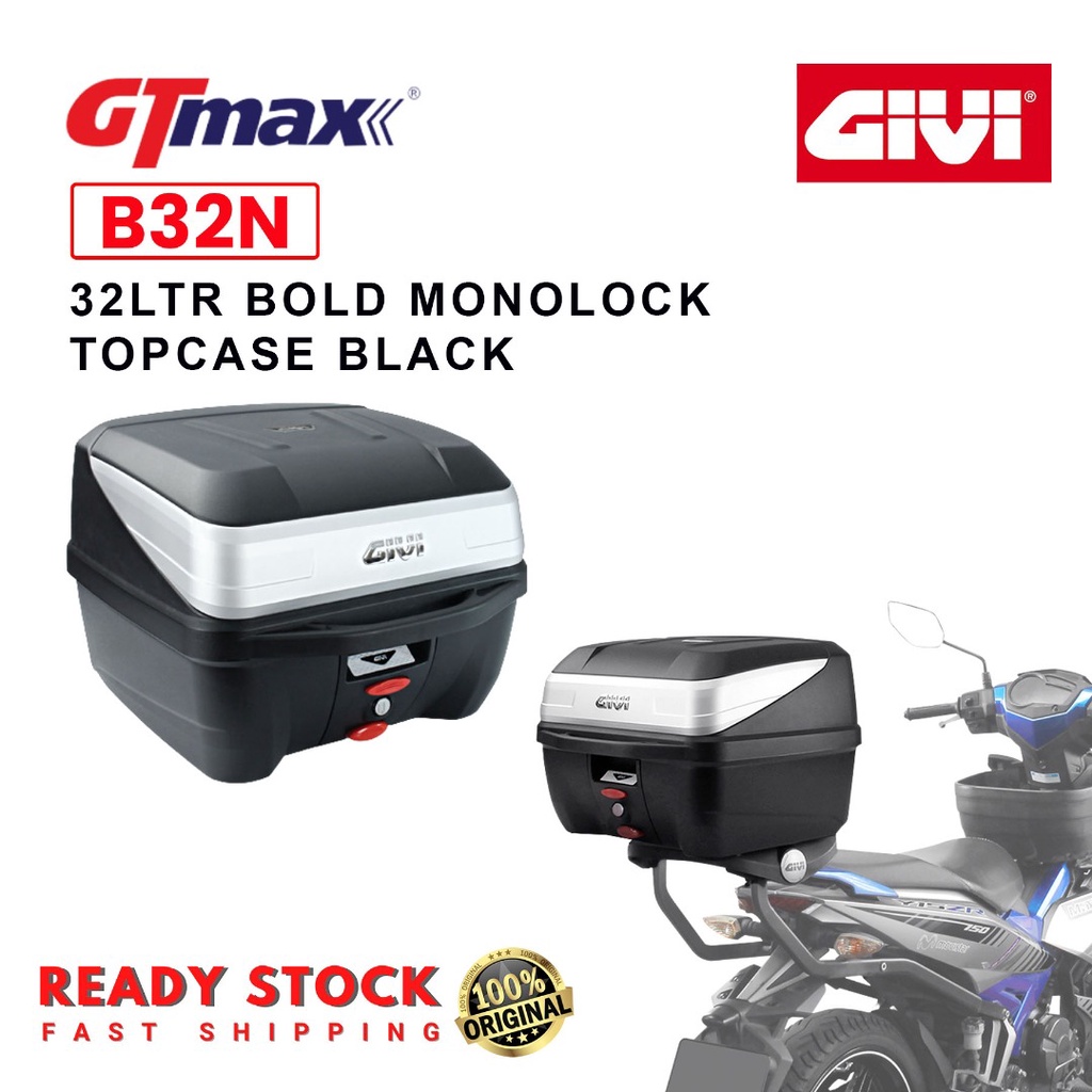 KOTAK/BOX GIVI MONOLOCK TOP CASE BOLD B32 B32N SILVER REFLECTOR [BASE PLATE INCLUDED] | Shopee ...