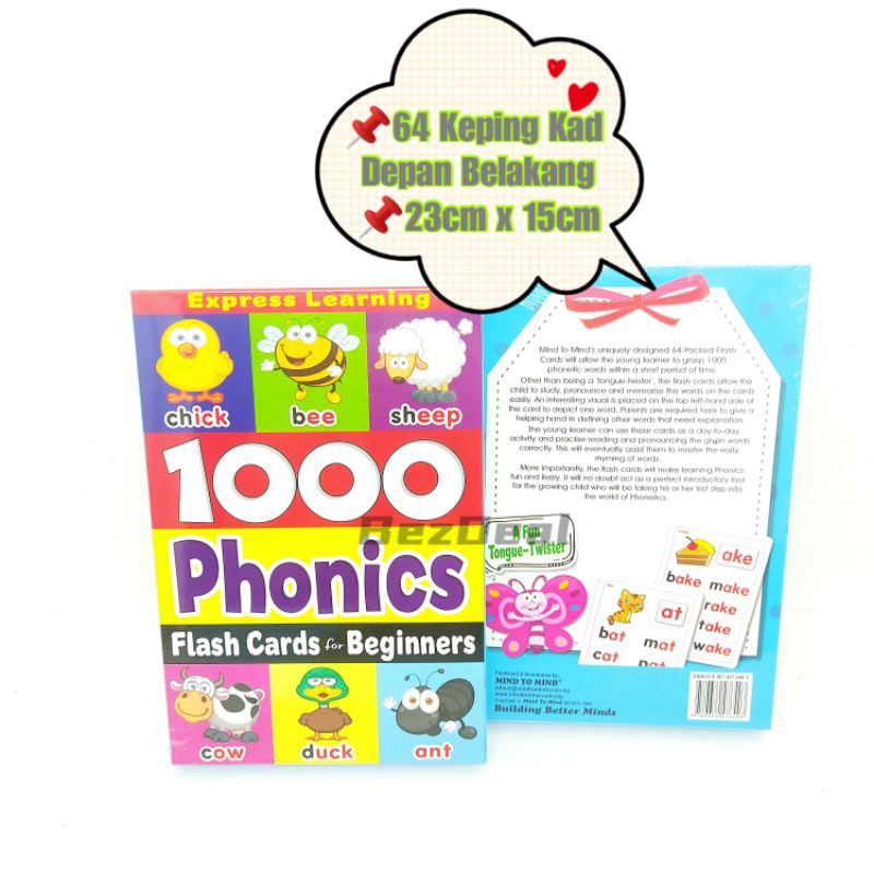 Early Learning FLASH CARD BEGINNER 1000 PHONICS Kids Book | Shopee Malaysia