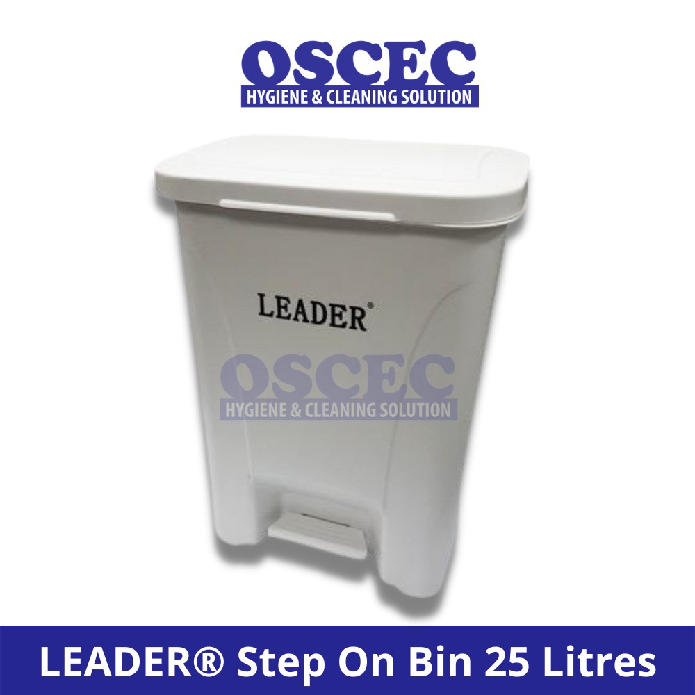 LEADER® Step On Bin 25L - Beige White / Foot Pedal Bin / Rubbish Bin ...