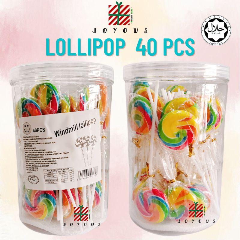 40pcs Windmill Lollipop Rainbow Candy / 棒棒糖 | Shopee Malaysia