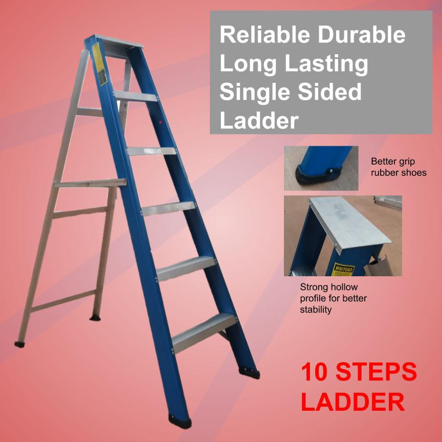 10 Steps Single Sided Heavy Duty Aluminium Multipurpose Hardness Ladder ...