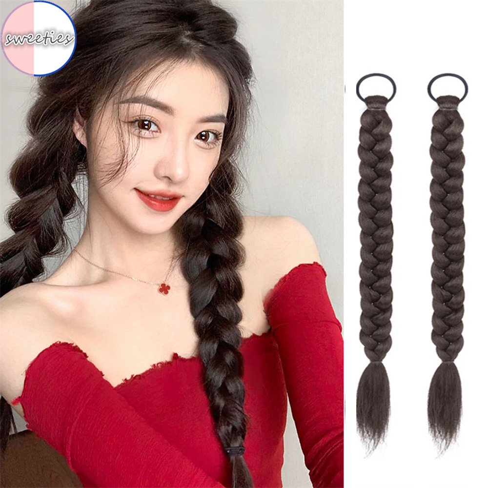 Y2K 1PC woman Natural Long Braids wig double Ponytail twist braids ...