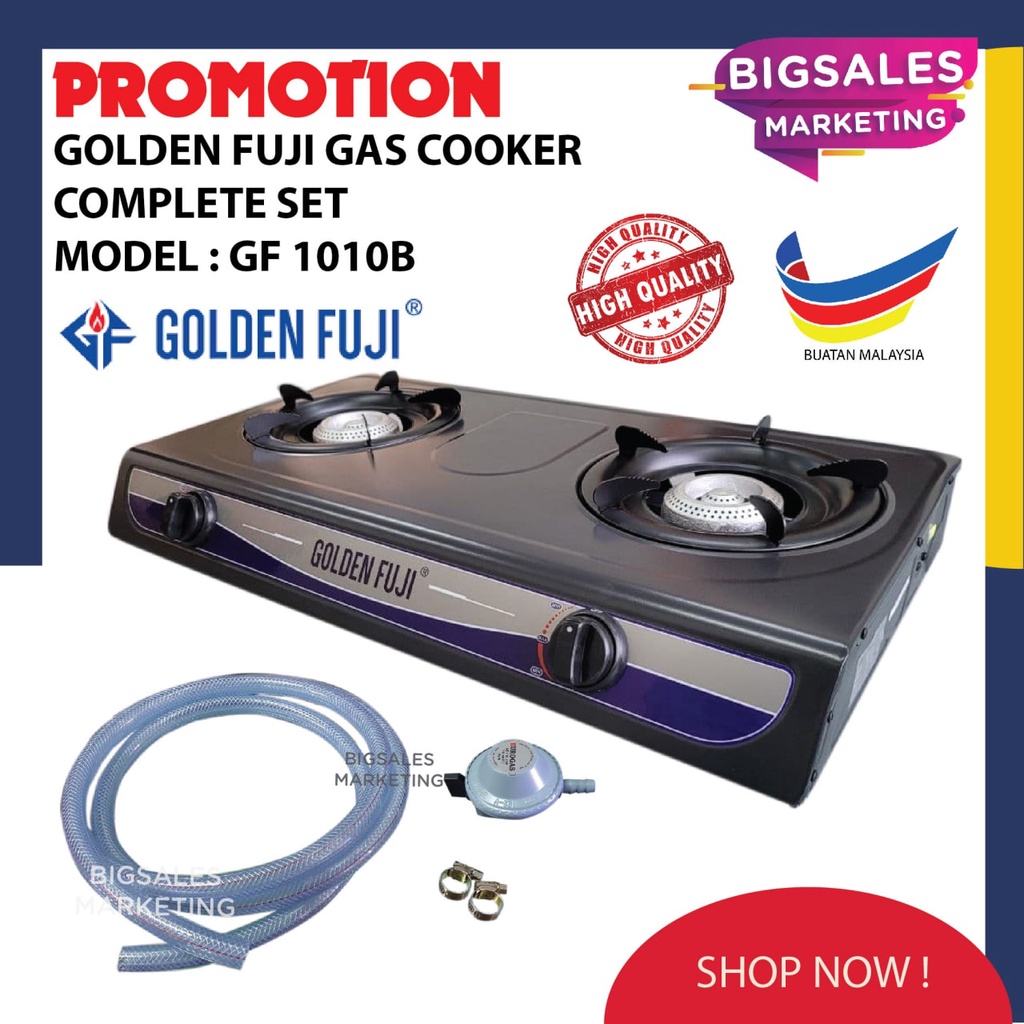 GOLDEN FUJI Auto Ignition Stainless Steel Double Kitchen Gas Stove ...