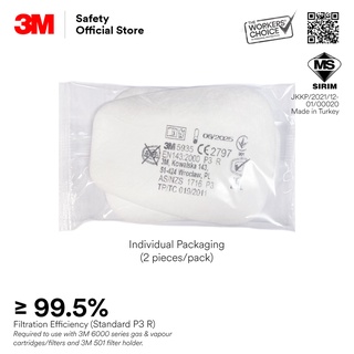 3M 5935 P3 R Particulate Filter/FE 99.5%/ SIRIM Approved/ Filter Only ...
